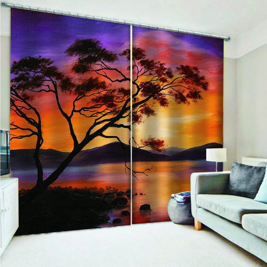 Customize Photo Natural Tige Forest Tree Print 3D 2 Pieces Window ...