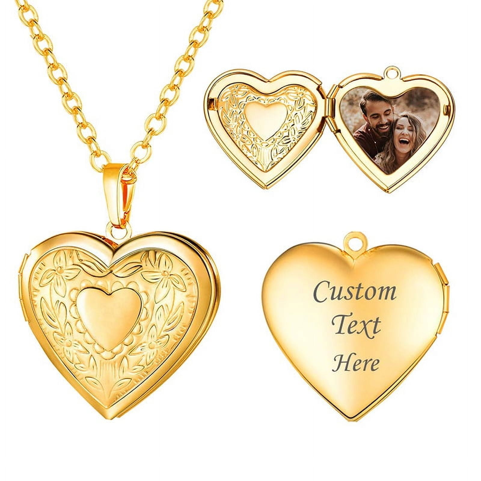 Customize Picture Name Women Necklaces 18K Gold Photo Heart Locket ...