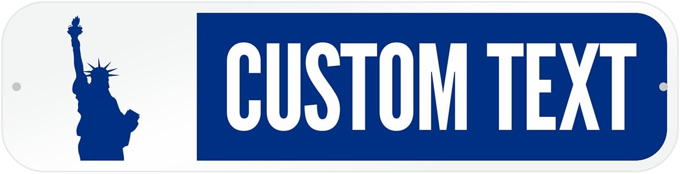 Customize Your Own Blue Street Sign with Statue of Symbol | 6" x 24" EG ...