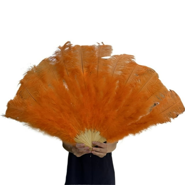 Customized 100*60CM Red Ostrich Feather Fan 13 Bones Wedding Foldable ...