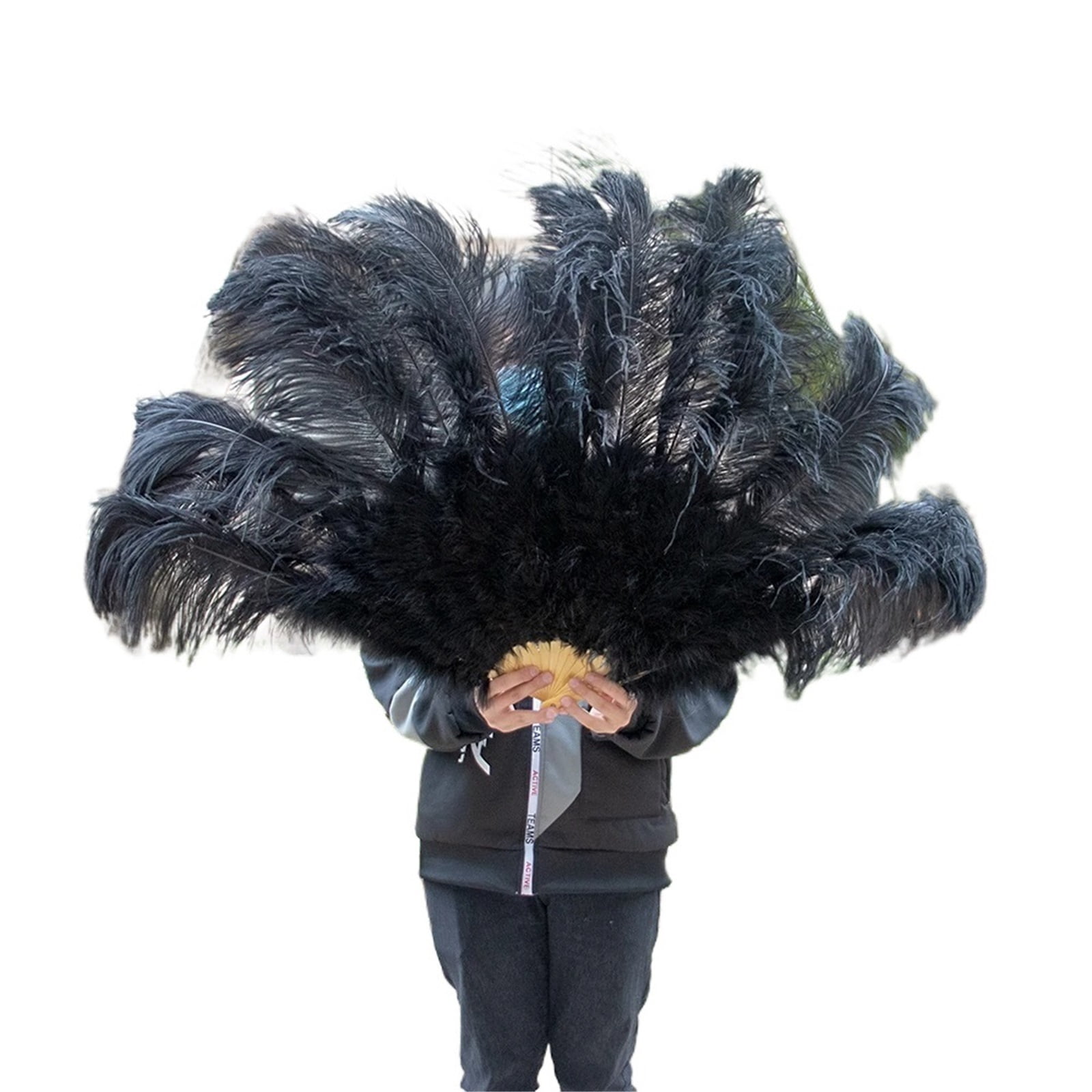 Customized 100*60CM Red Ostrich Feather Fan 13 Bones Wedding Foldable ...
