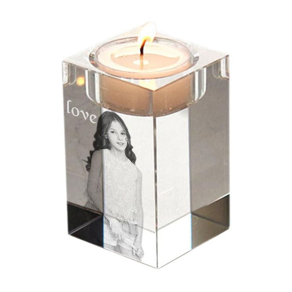 Customized 2D Photo Crystal Candle Holder, Engraved with Picture or ...