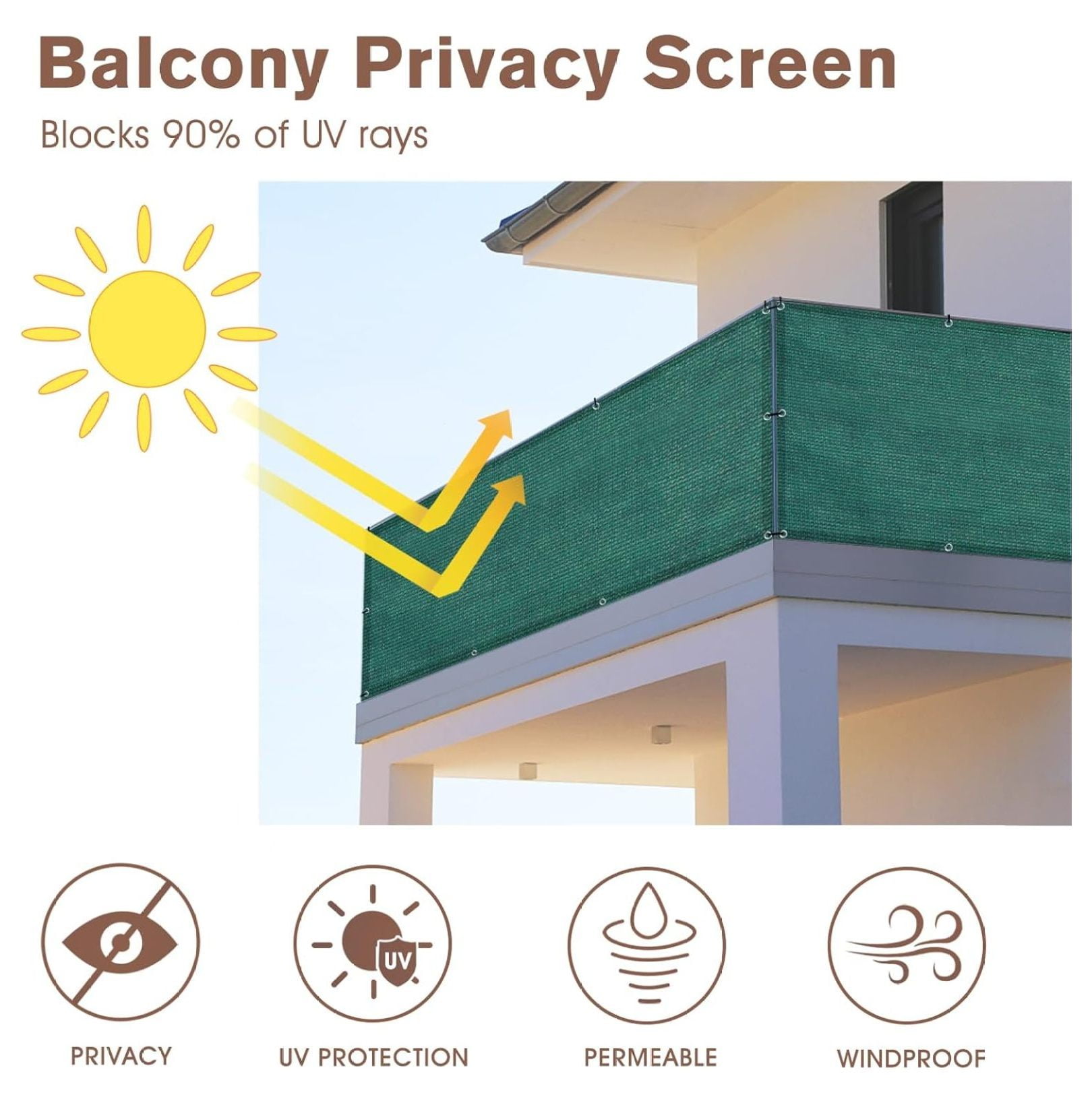 Customized 3.3'x19' Dark Green Balcony Privacy Screen,180 GSM ...