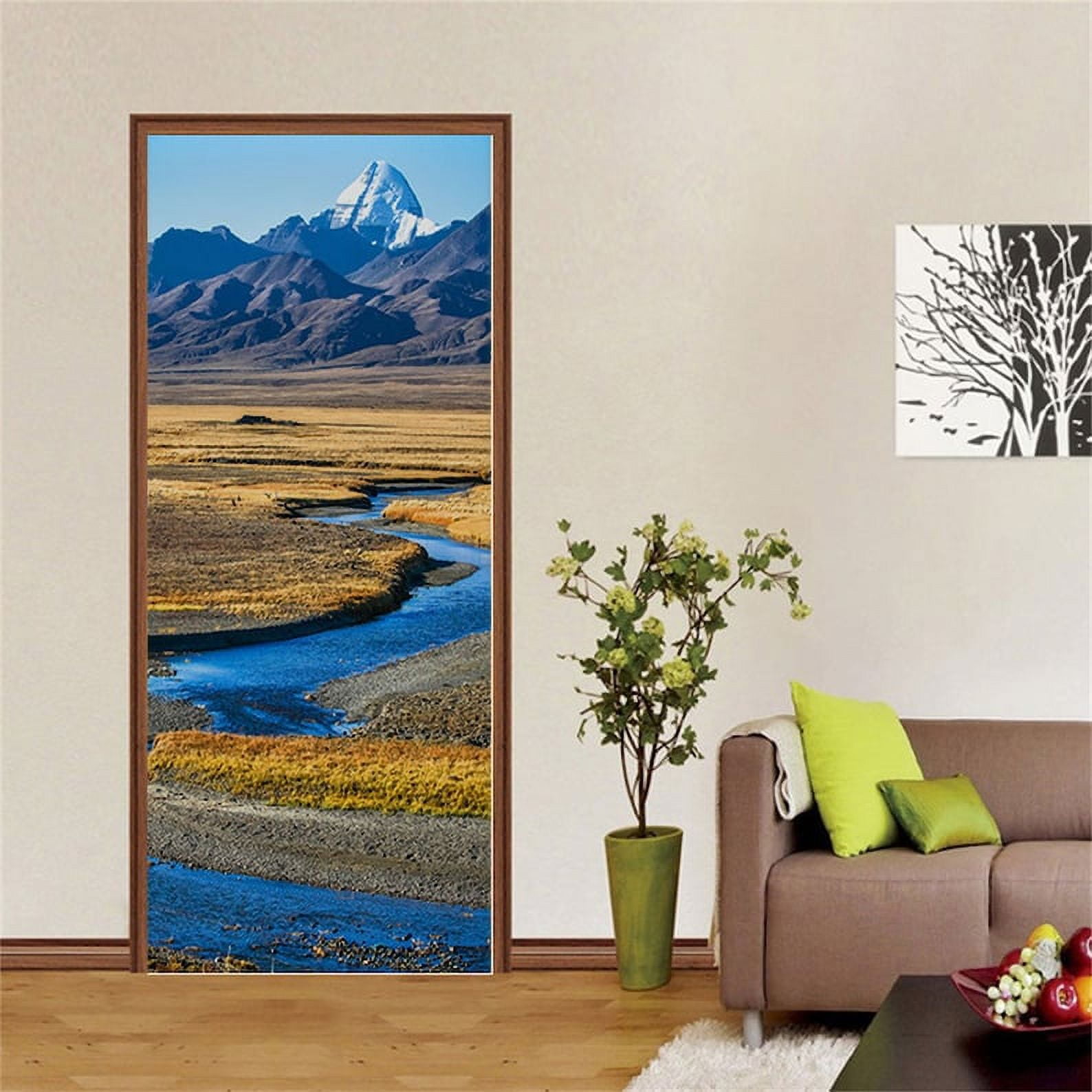Customized 3D Door Sticker Wallpaper Self-adhesive Highway Landscape ...