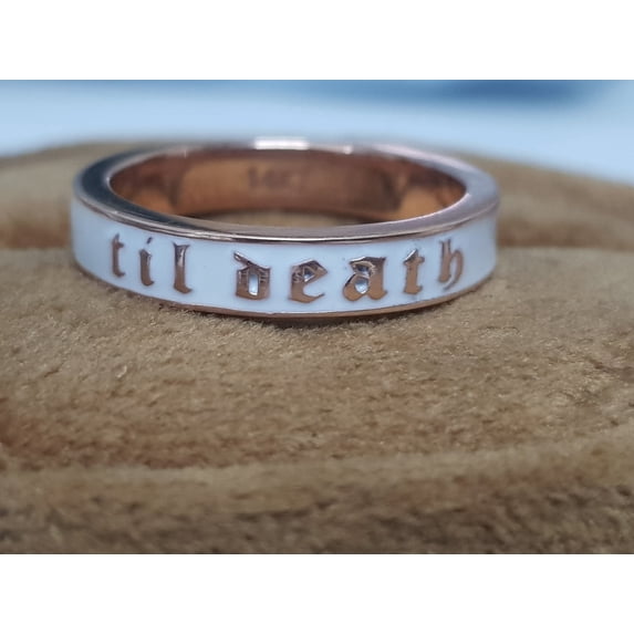Customized 4mm Wide White Band With Enamel Finish and “Till Death ...