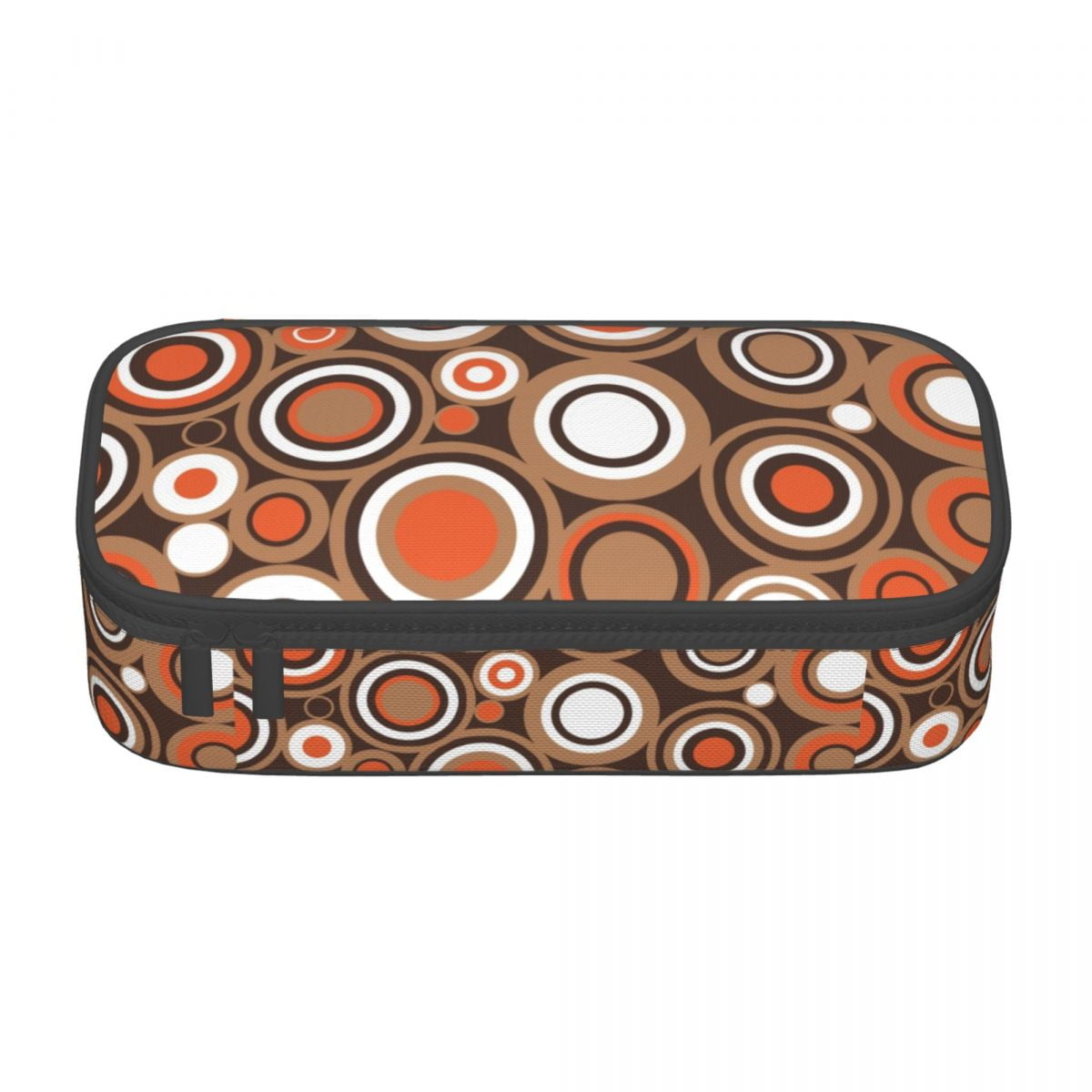 Customized 70s Pattern Orange And Brown Connected Nodes Pencil Case ...