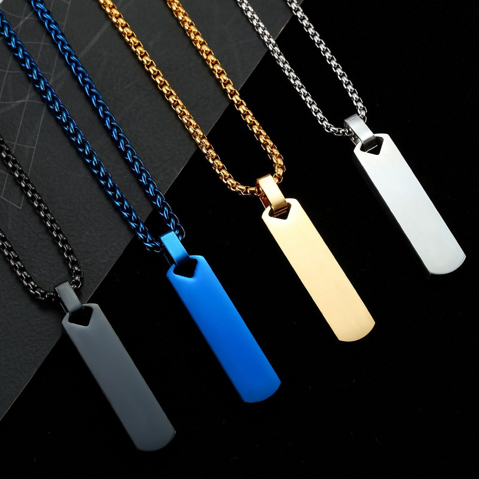 Customized 925 Sterling Silver Engraved Bar Necklace For Women And Men ...