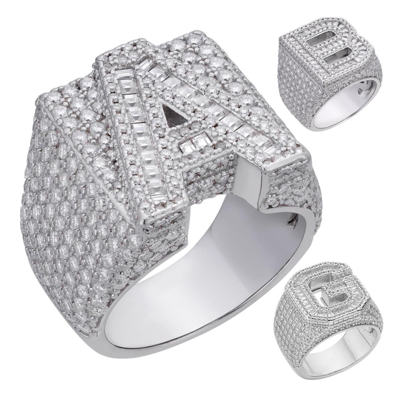 Customized A-Z Initial Letter Ring - Elegant 925 Sterling Silver Personalized Jewelry - Walmart.com