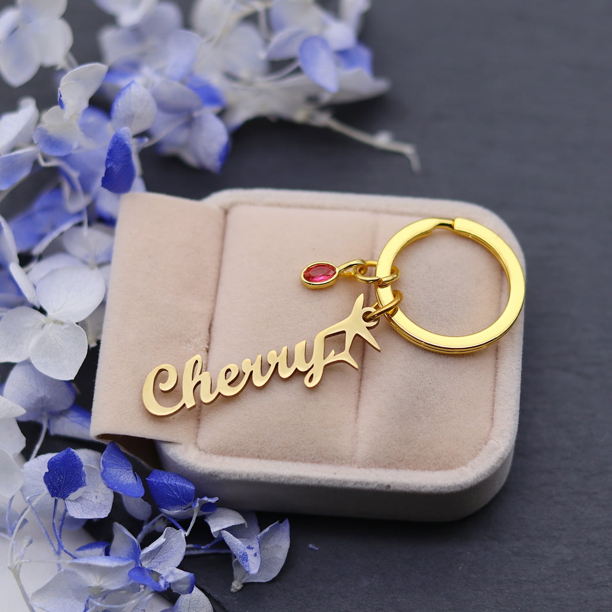 Customized Airplane Name Keychain Personalized Birthstone Travel ...