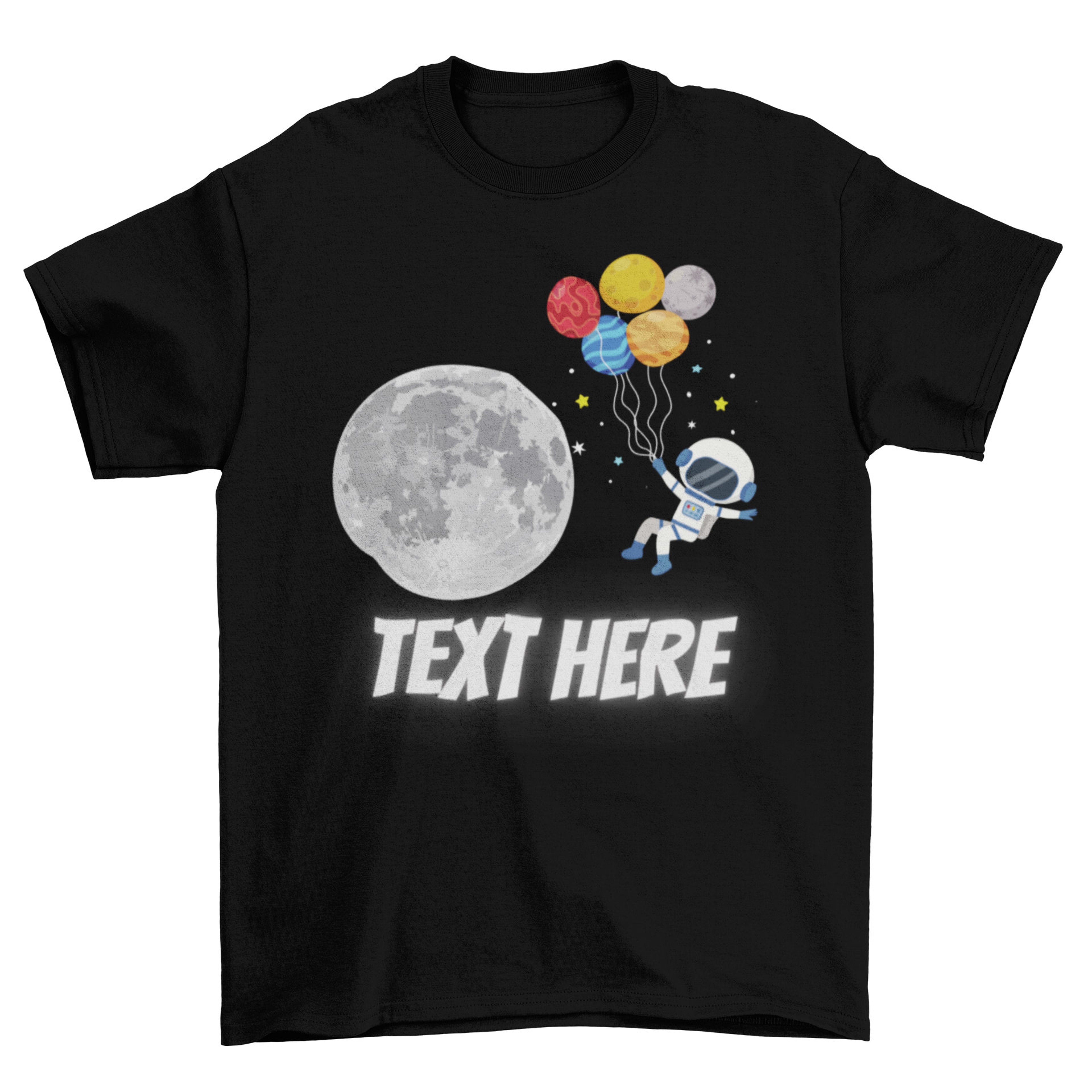 Customized Astronaut Holding Balloons T-shirt, Planets Shirt Design ...