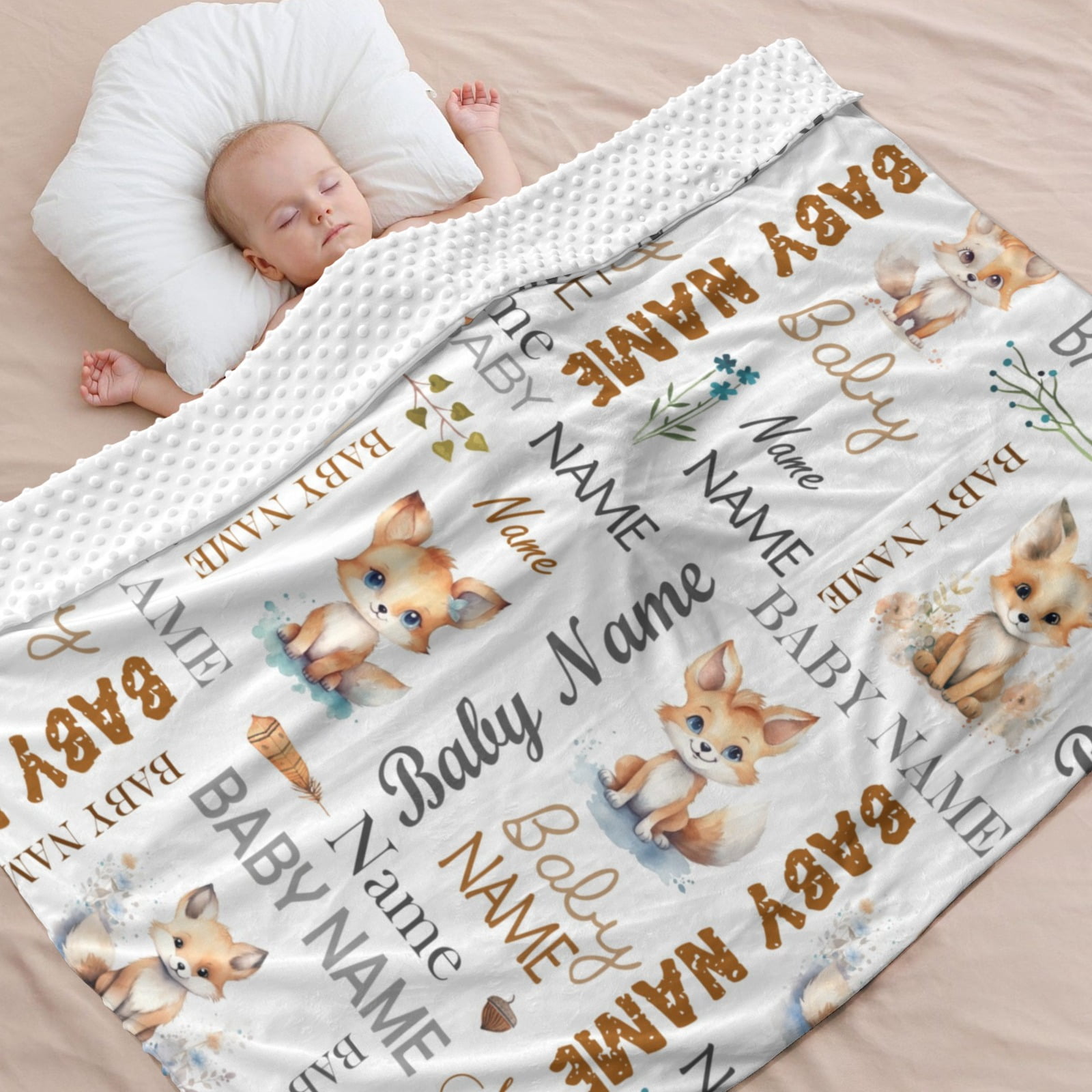 Customized Baby Blanket with Name Fox Baby Blanket Personalized Baby ...