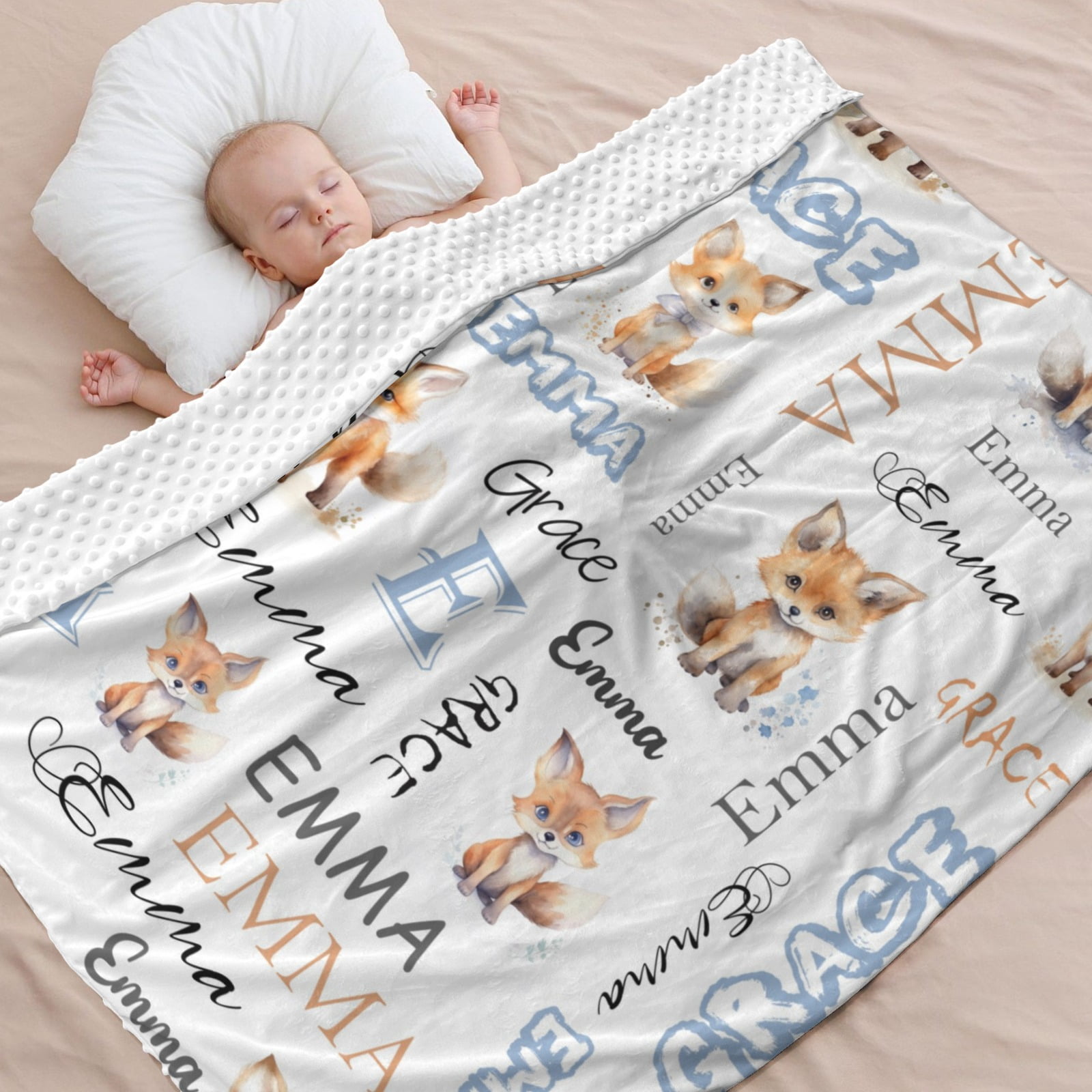Customized Baby Blanket with Name Fox Baby Blanket Personalized Baby ...
