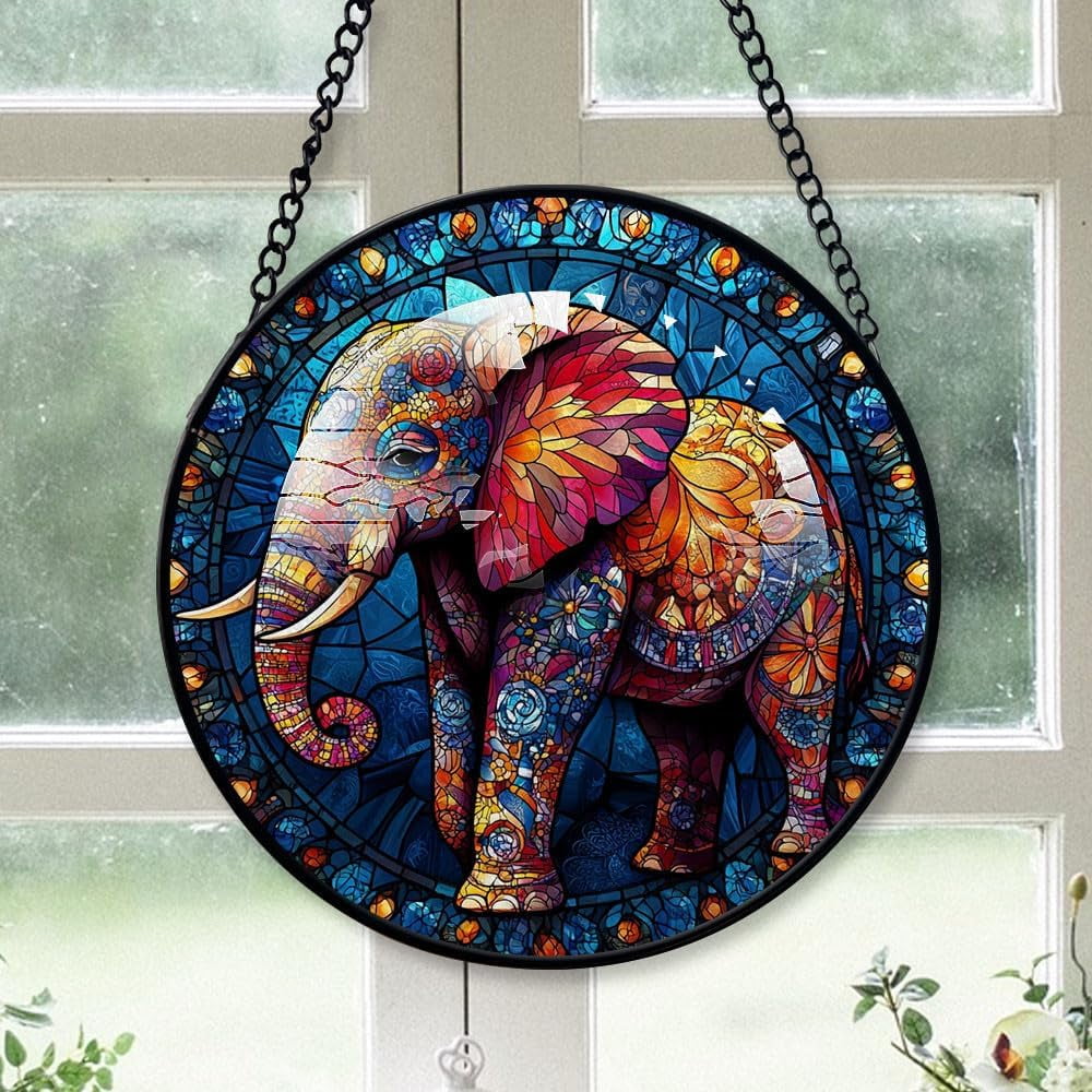 Customized Baby Elephant Stained Glass, Baby Elephant Suncatchers, Baby ...