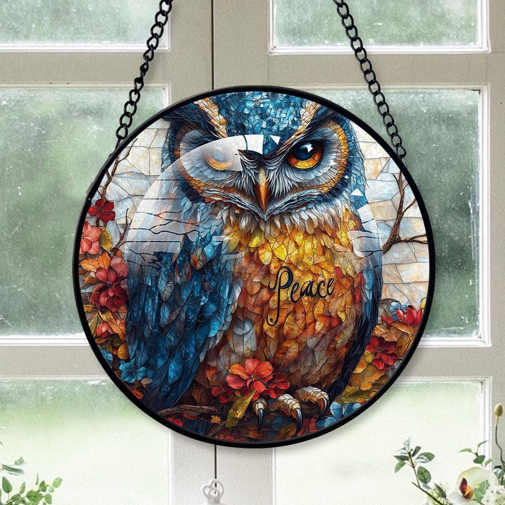Customized Baby Owl Stained Glass, Baby Owl Suncatchers, Baby Owl ...