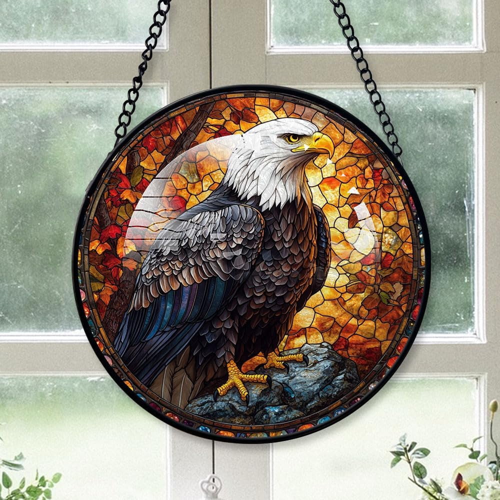 Customized Bald Eagle Suncatcher Stained Glass, Bald Eagle Gifts for Women for Window Hanging ...