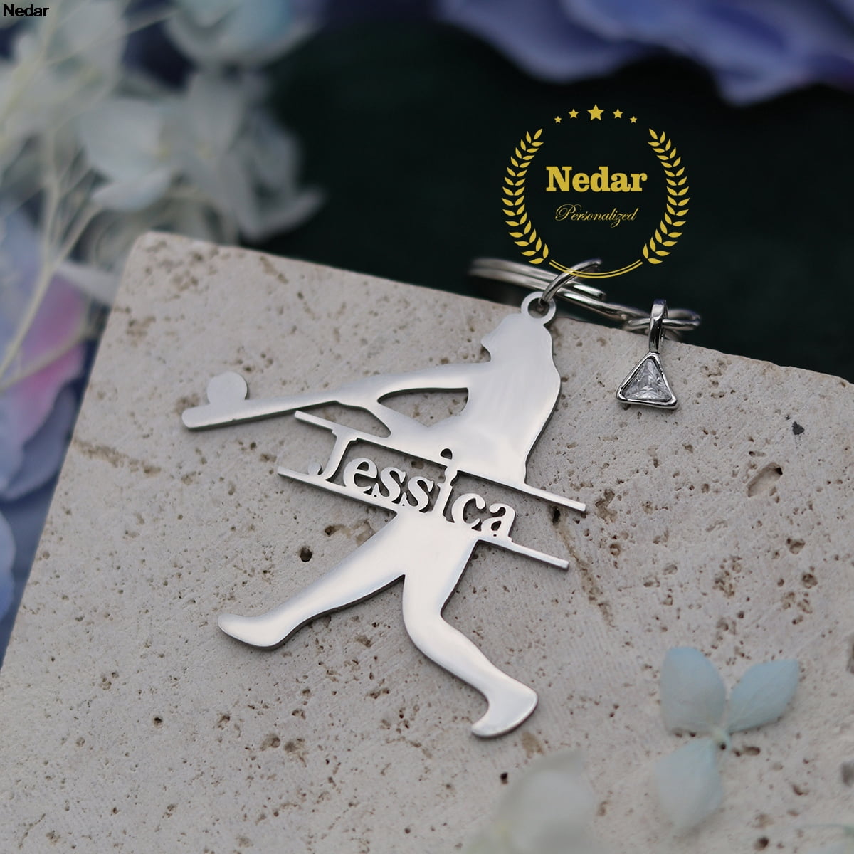 Customized Baseball Player Nameplate Stainless Steel Softball Keyring ...