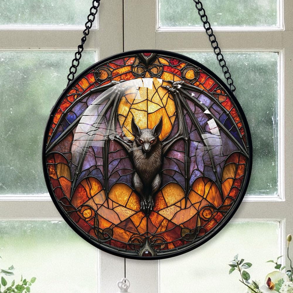Customized Bat Stained Glass, Bat Suncatchers, Bat Window Hangings ...