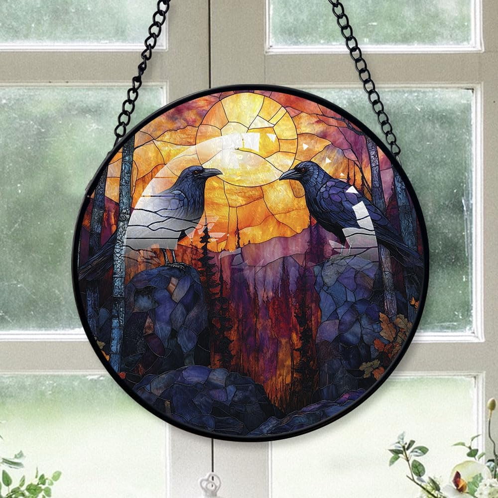 Customized Bird Hanging Stained Glass for Windows , Bird Hand-Painted ...