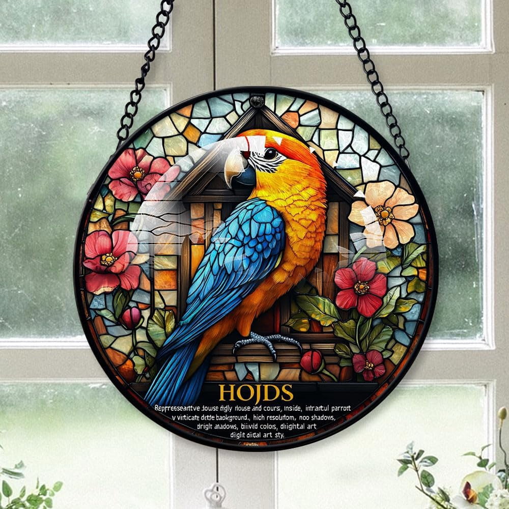 Customized Bird House Hanging Stained Glass for Windows , Bird House ...