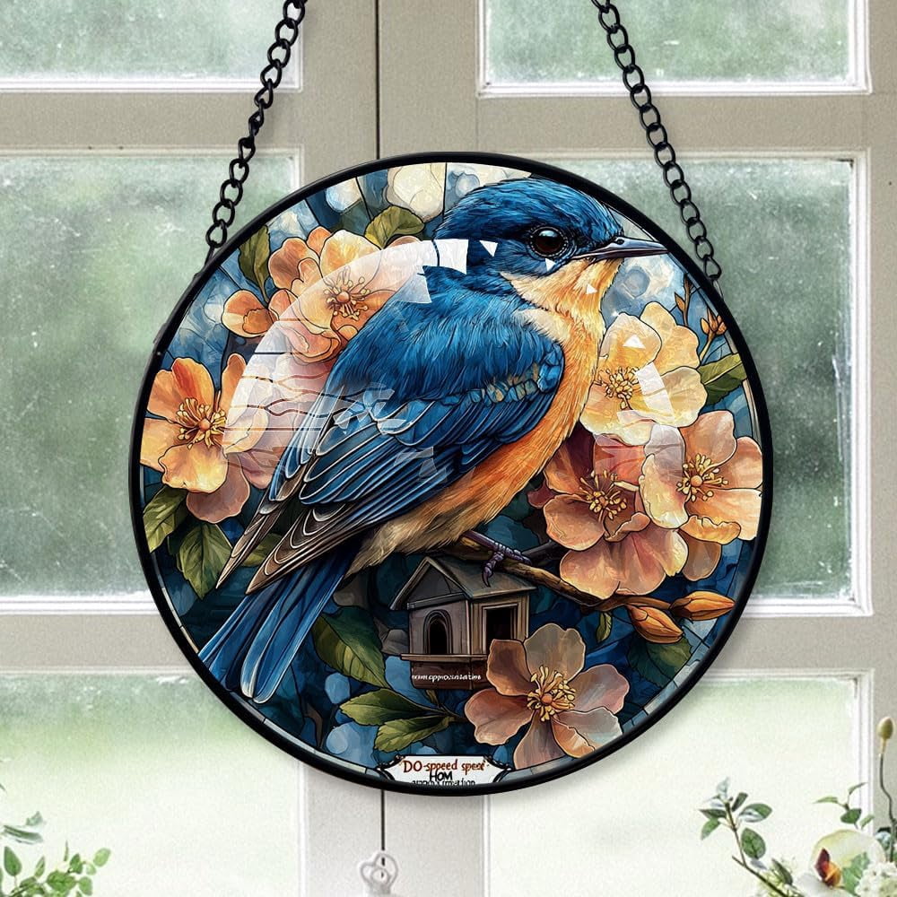 Customized Bird House Hanging Stained Glass for Windows , Bird House ...