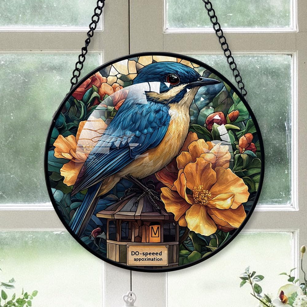 Customized Bird House Stained Glass, Bird House Suncatchers, Bird House ...