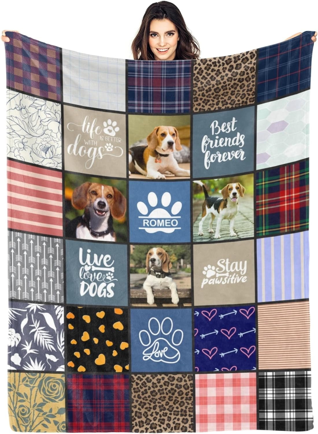 Customized Blanket with Photos & Text for Mom Dad Baby Family Friends ...
