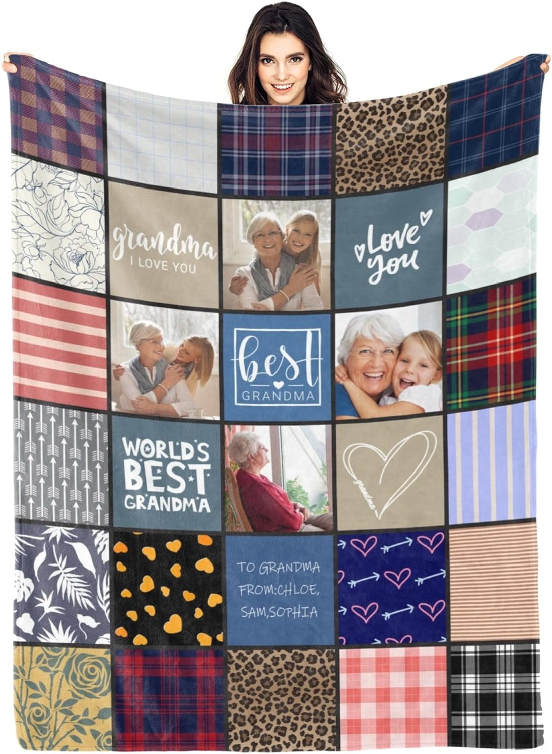 Customized Blanket with Photos & Text for Mom Dad Baby Family Friends ...