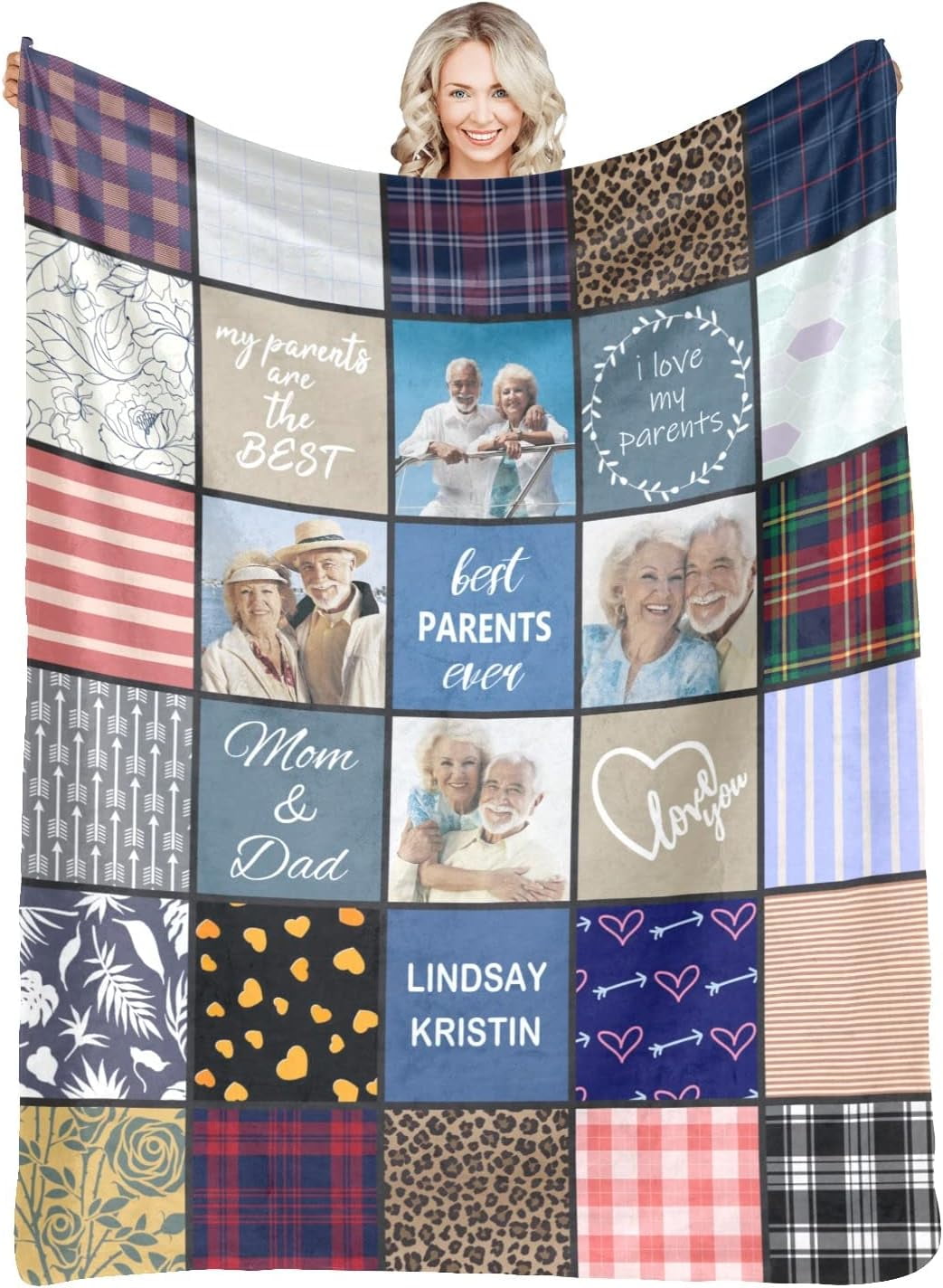 Customized Blanket with Photos & Text for Mom Dad Baby Family Friends ...