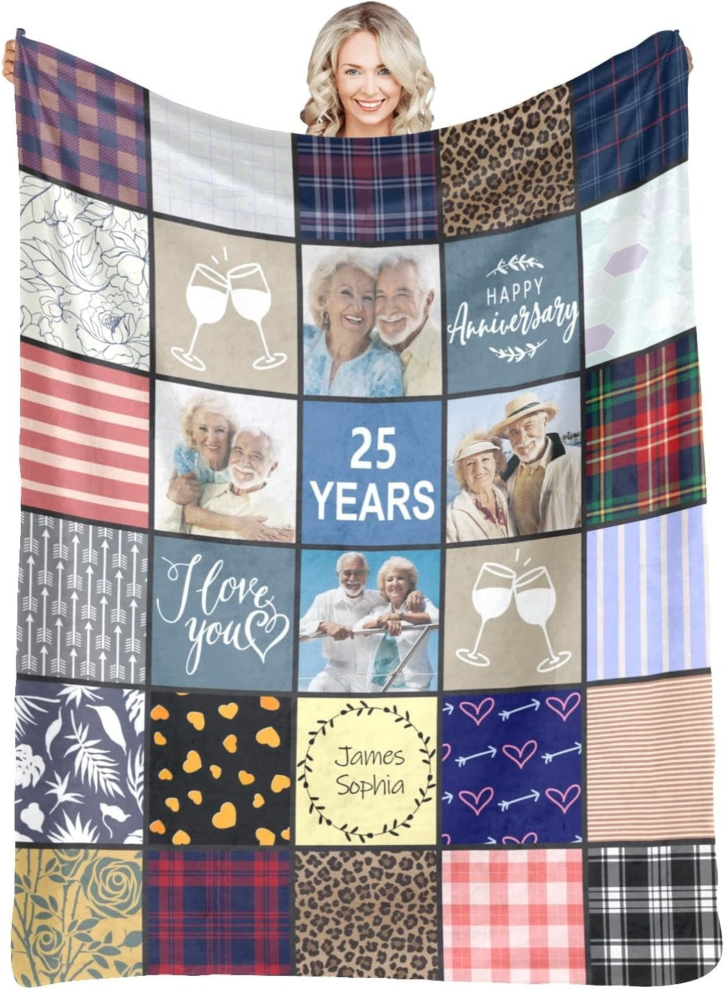 Customized Blanket with Photos & Text for Mom Dad Baby Family Friends ...