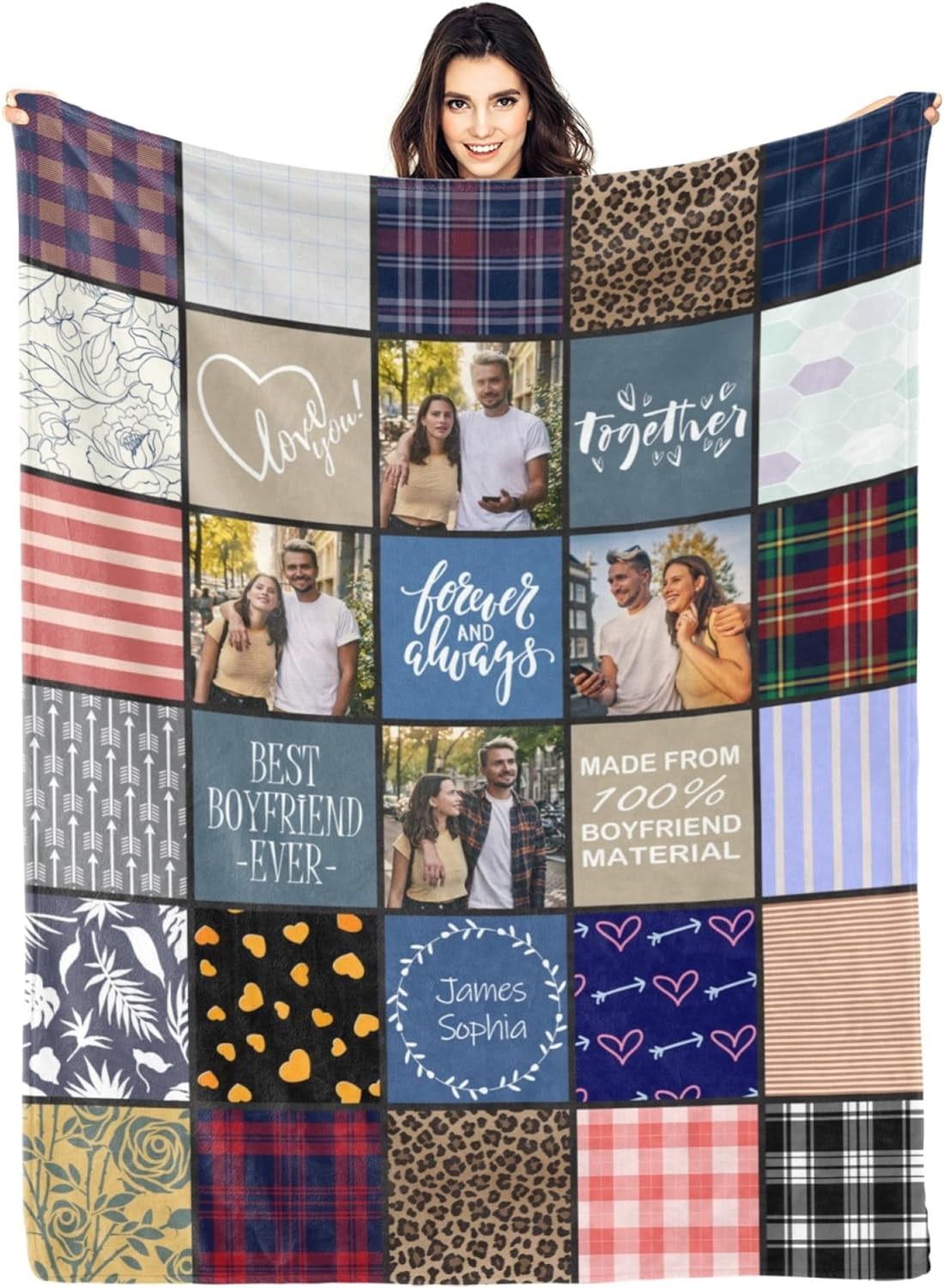 Customized Blanket with Photos & Text for Mom Dad Baby Family Friends ...