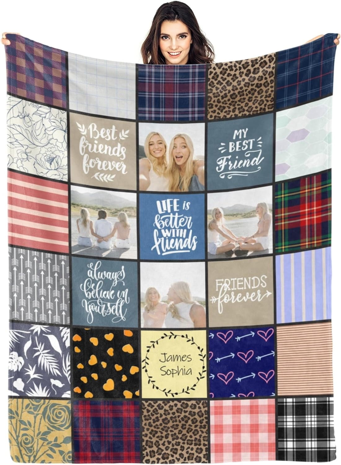 Customized Blanket with Photos & Text for Mom Dad Baby Family Friends ...