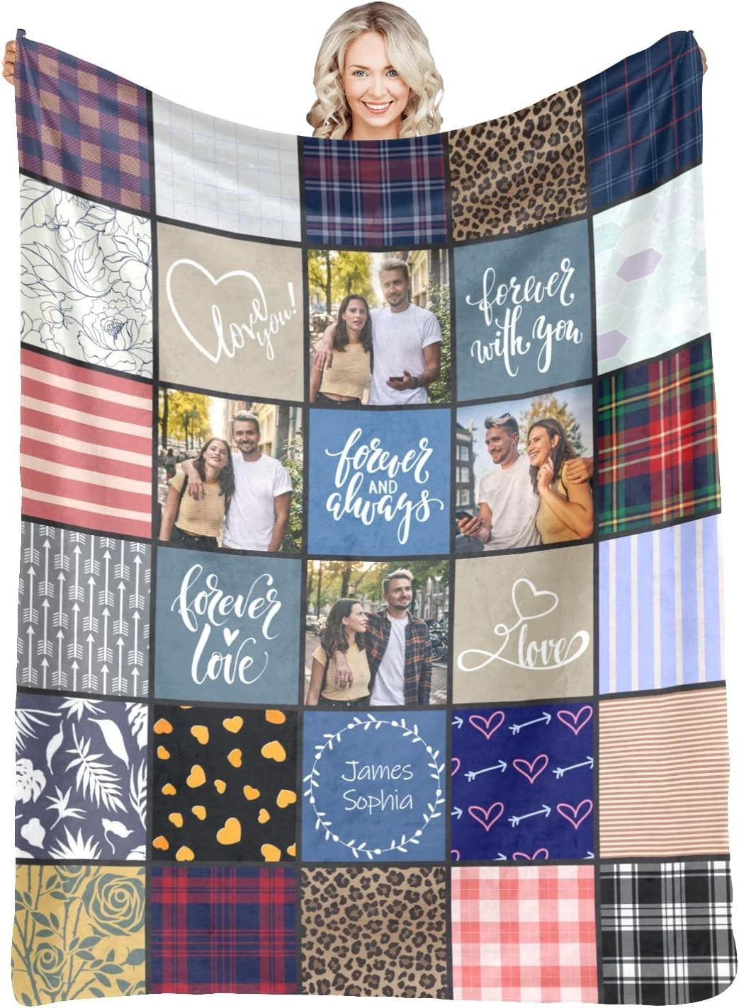 Customized Blanket with Photos & Text for Mom Dad Baby Family Friends ...