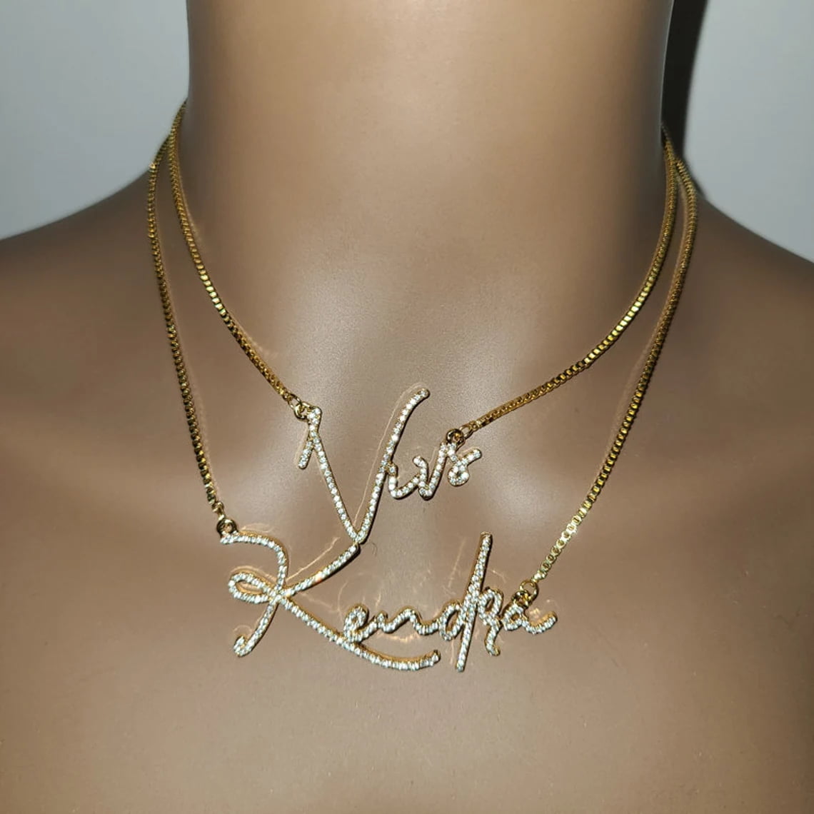 Customized Bling Zircon Name Necklace for Women Men Stainless Steel ...