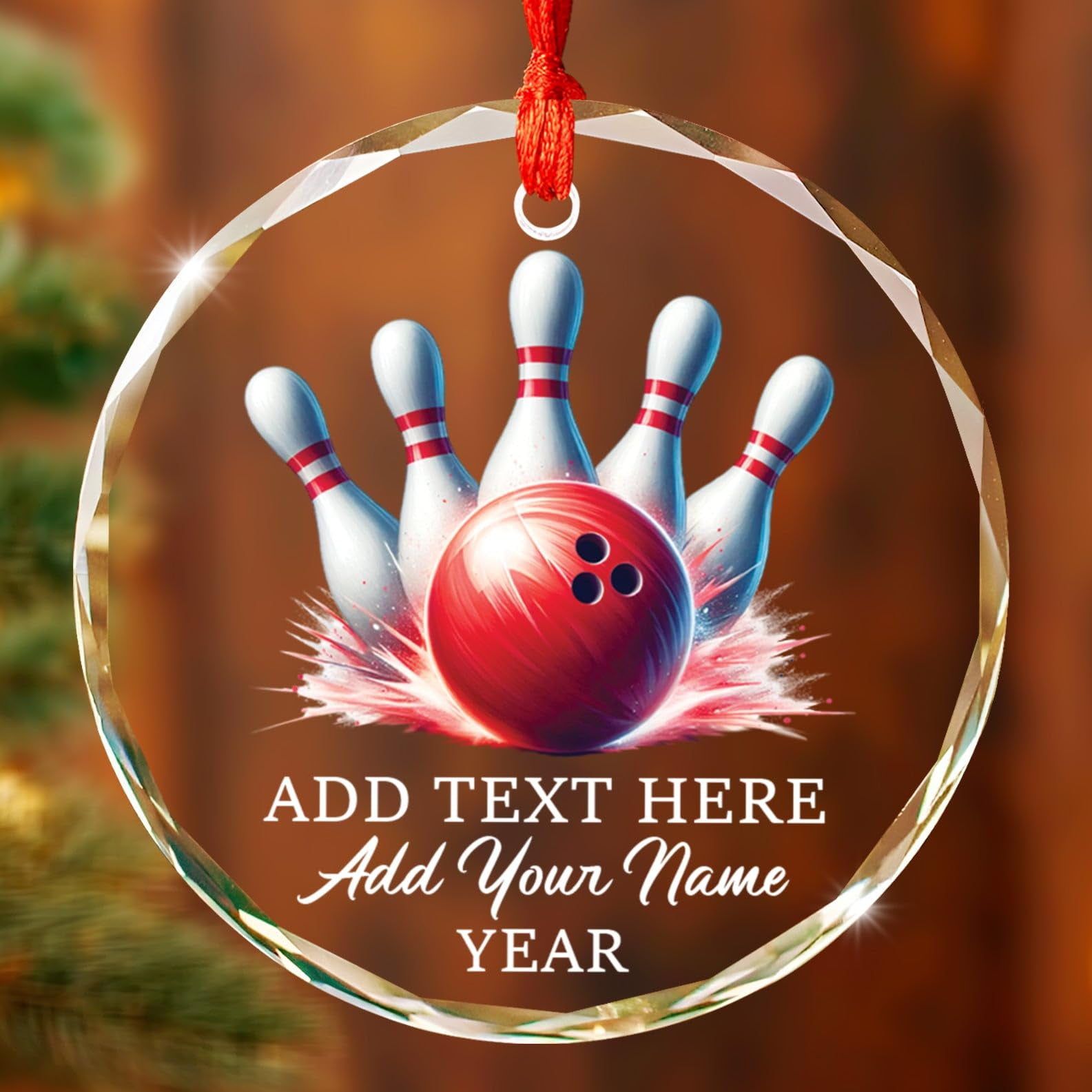Customized Bowling Player Glass Christmas Ornament 2025, Bowling Ball ...
