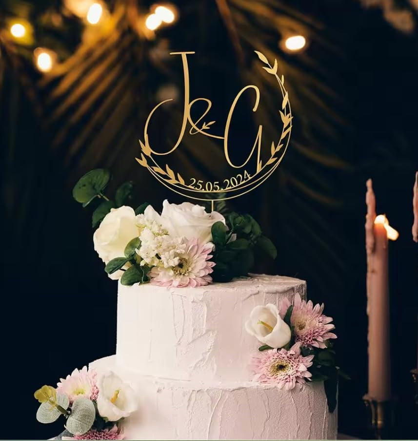 Customized Cake Topper with Initials Couples,Personalized Rustic Cake Toppers Anniversary ...