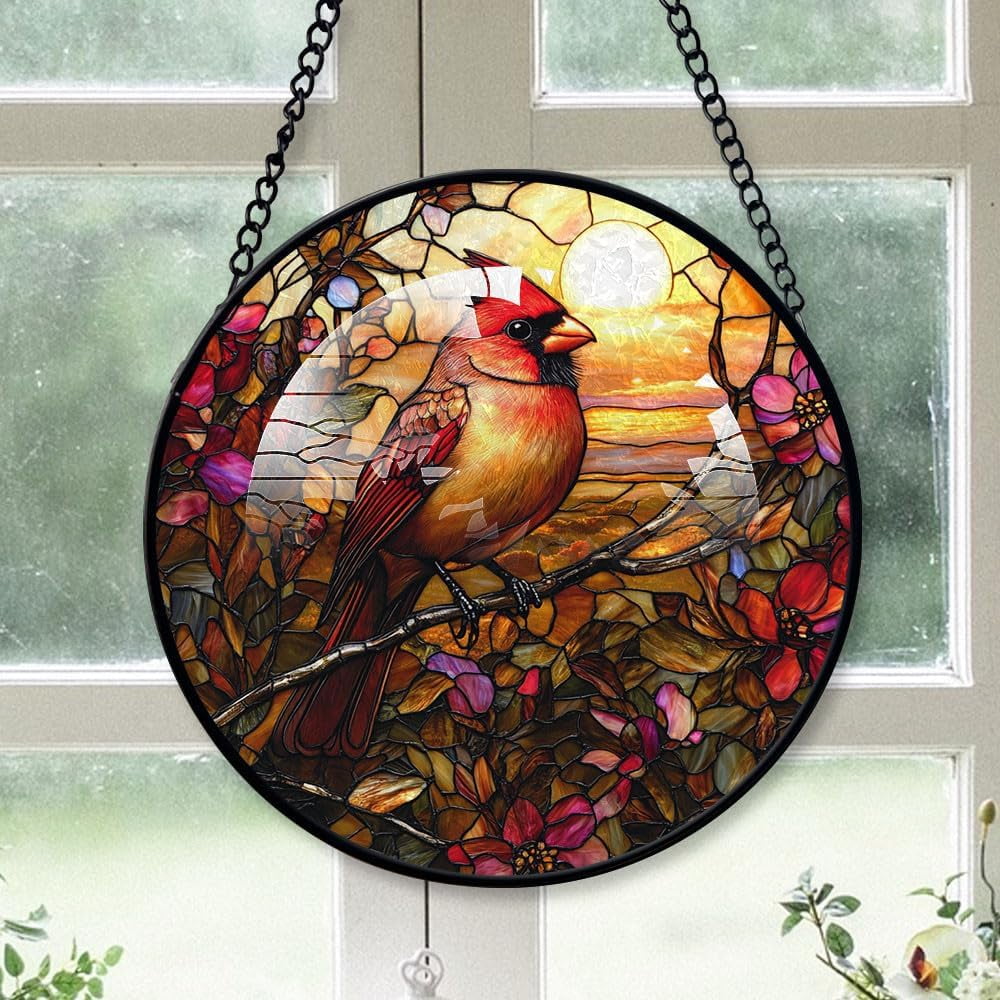 Customized Cardinal Bird Suncatcher Stained Glass, Cardinal Bird Gifts ...