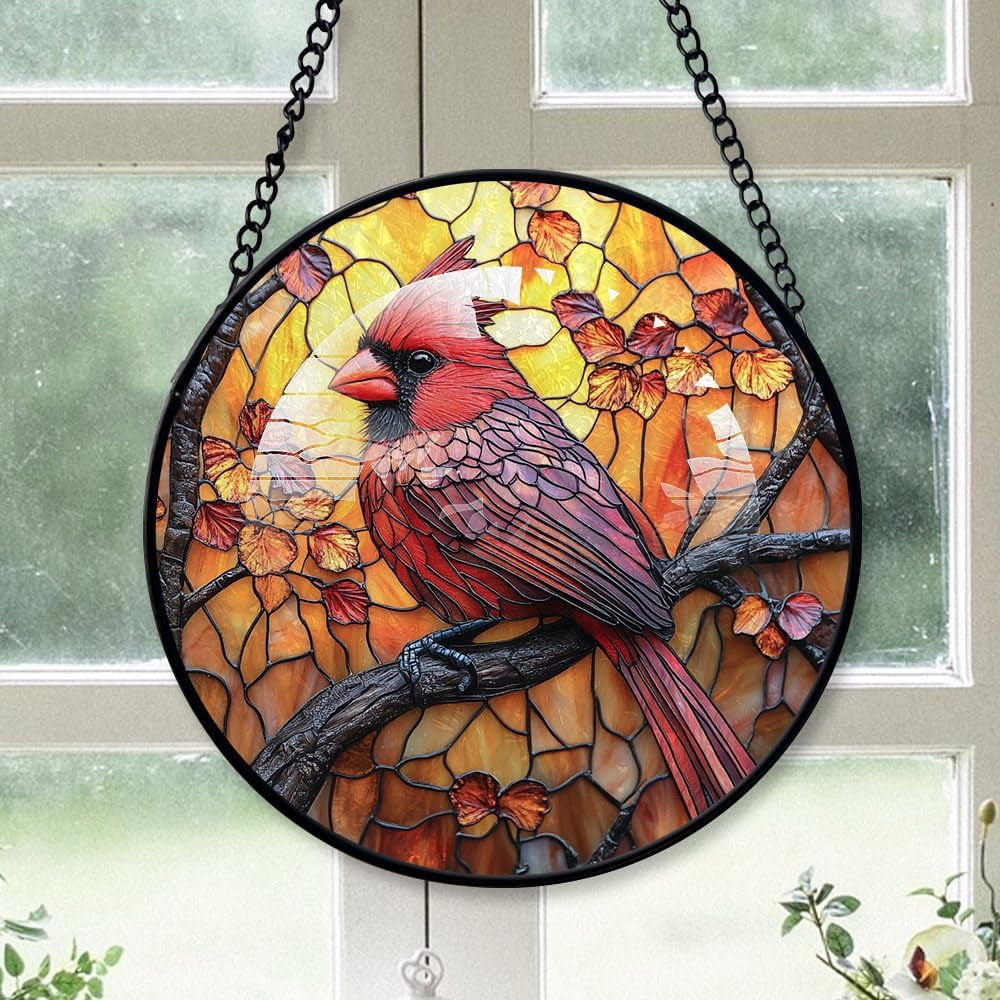 Customized Cardinal Bird Suncatcher Stained Glass, Cardinal Bird Gifts ...