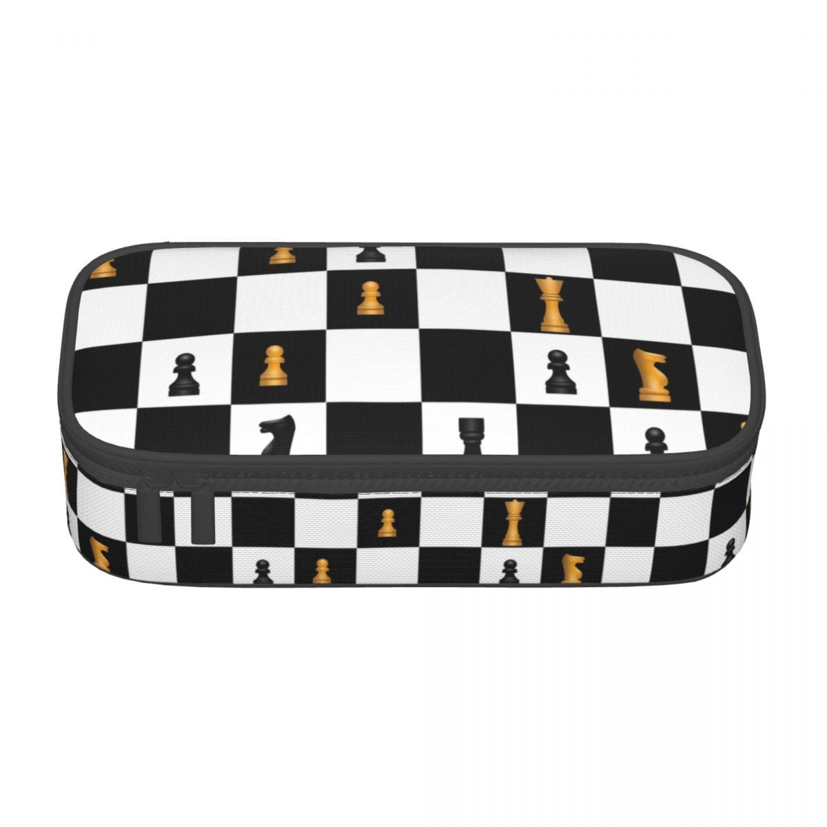 Customized Chessboard And Gold Chess Pieces Pattern Kawaii Pencil Cases ...