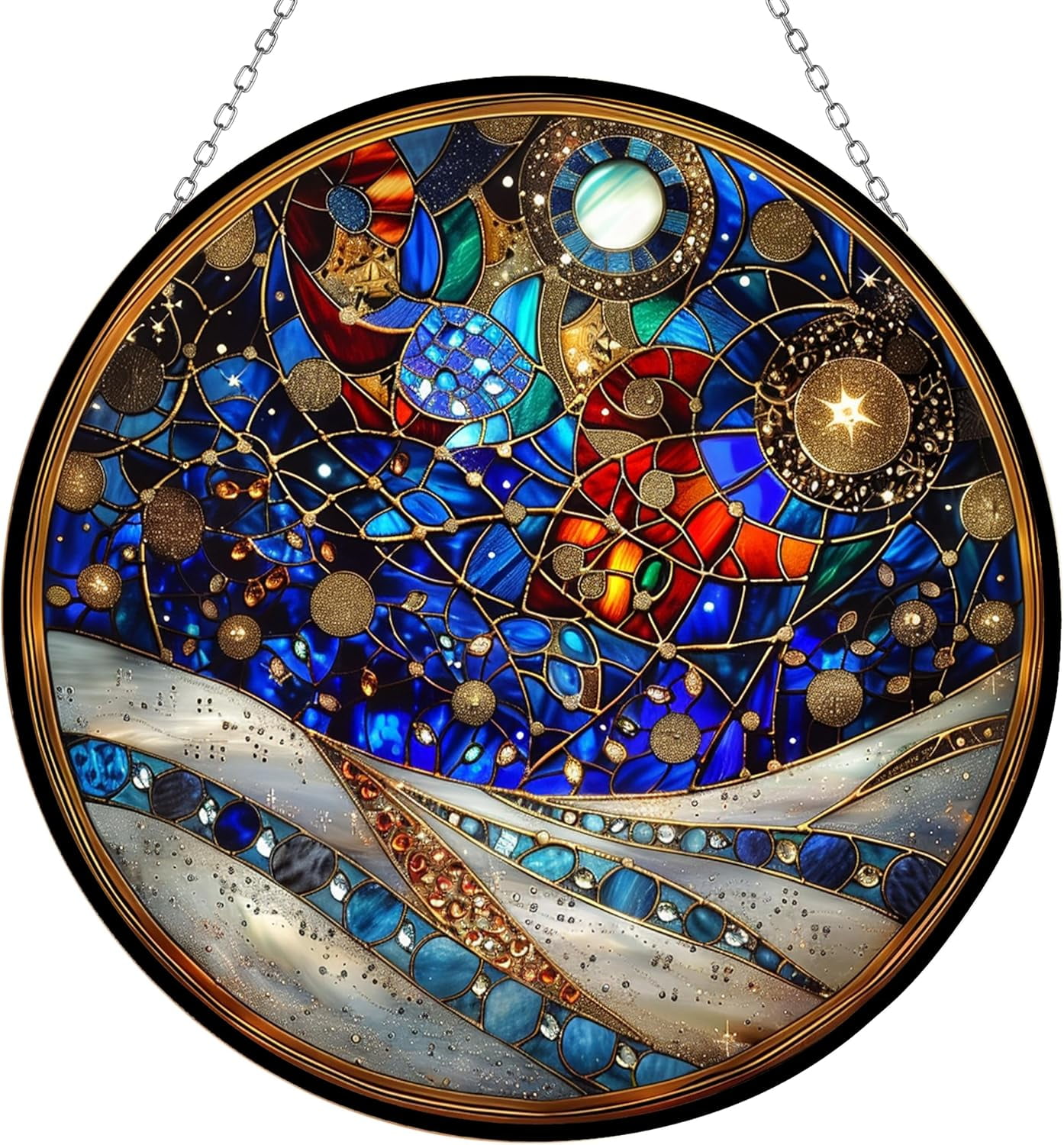 Customized Christmas Cards Abstract Nostalgic Stained Glass Window ...