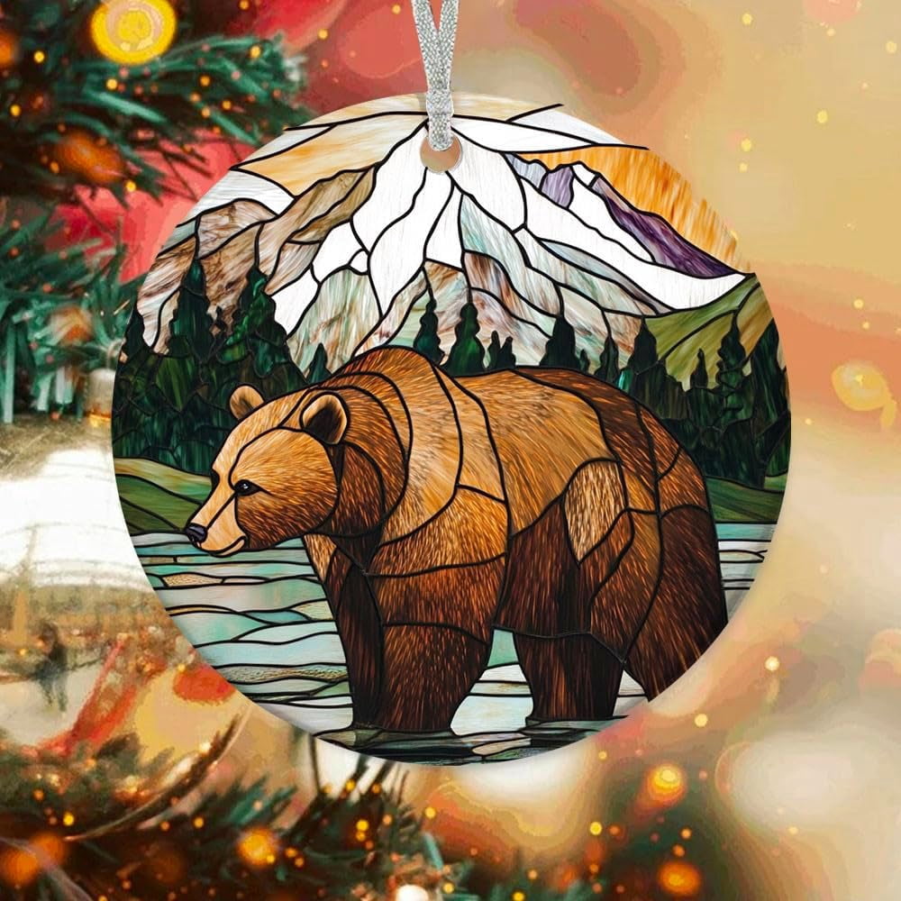 Customized Christmas Ornaments 2025 Grizzly Bear, Grizzly Bear Ornament ...