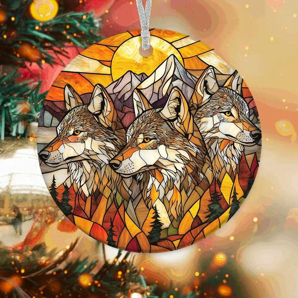 Customized Christmas Ornaments 2025 Wolf Pack, Wolf Pack Ornament, Wolf ...