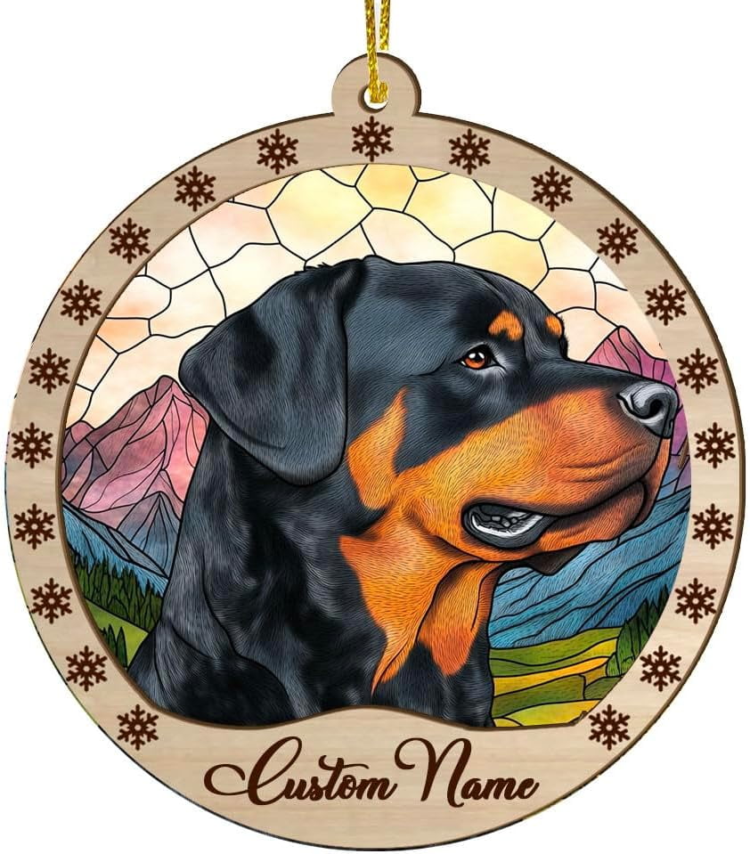 Customized Christmas Suncatcher 2025 Rottweiler, Rottweiler Ornament ...