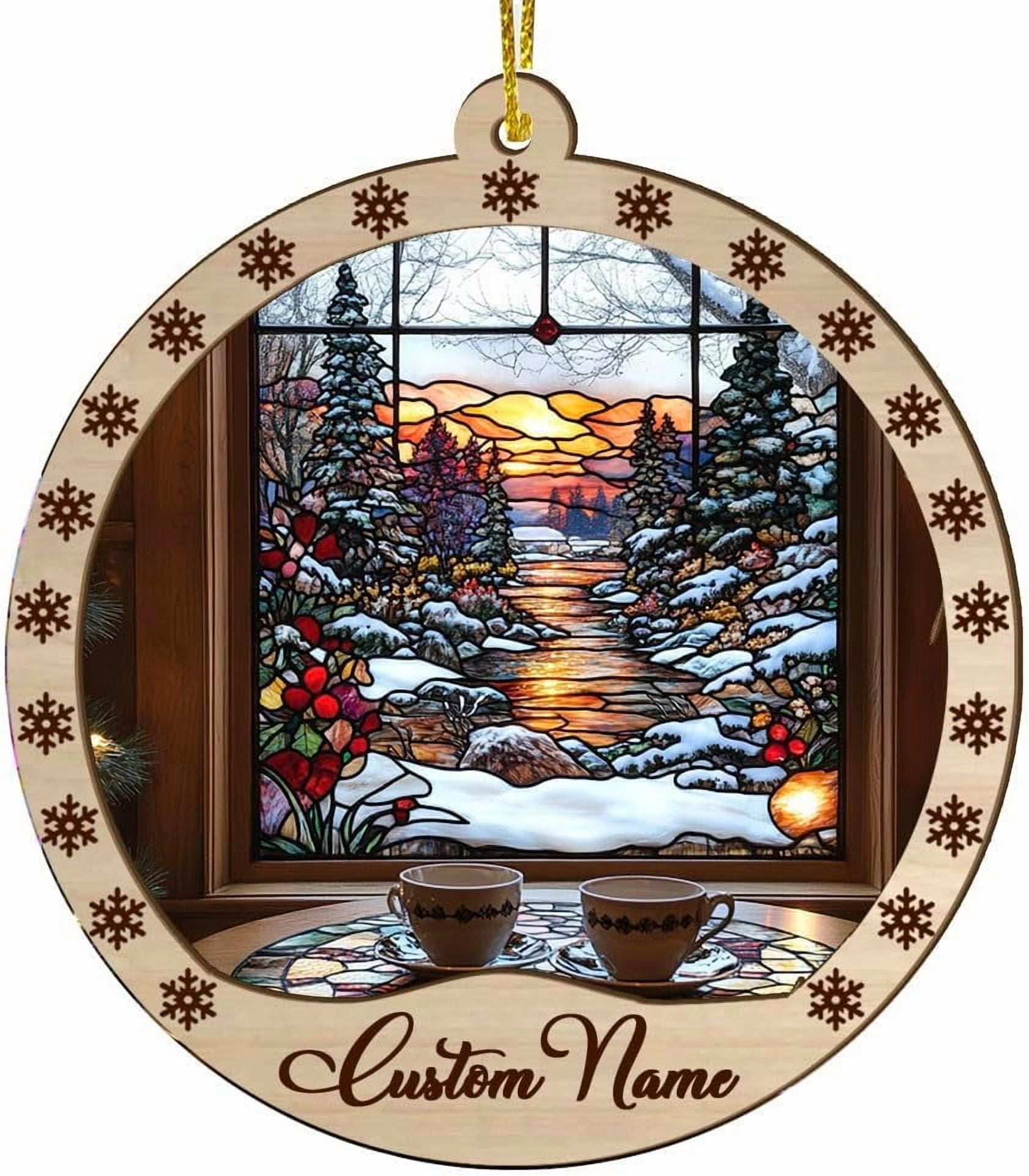 Customized Christmas Suncatcher Cafe Scenery, Cafe Scenery Ornament ...