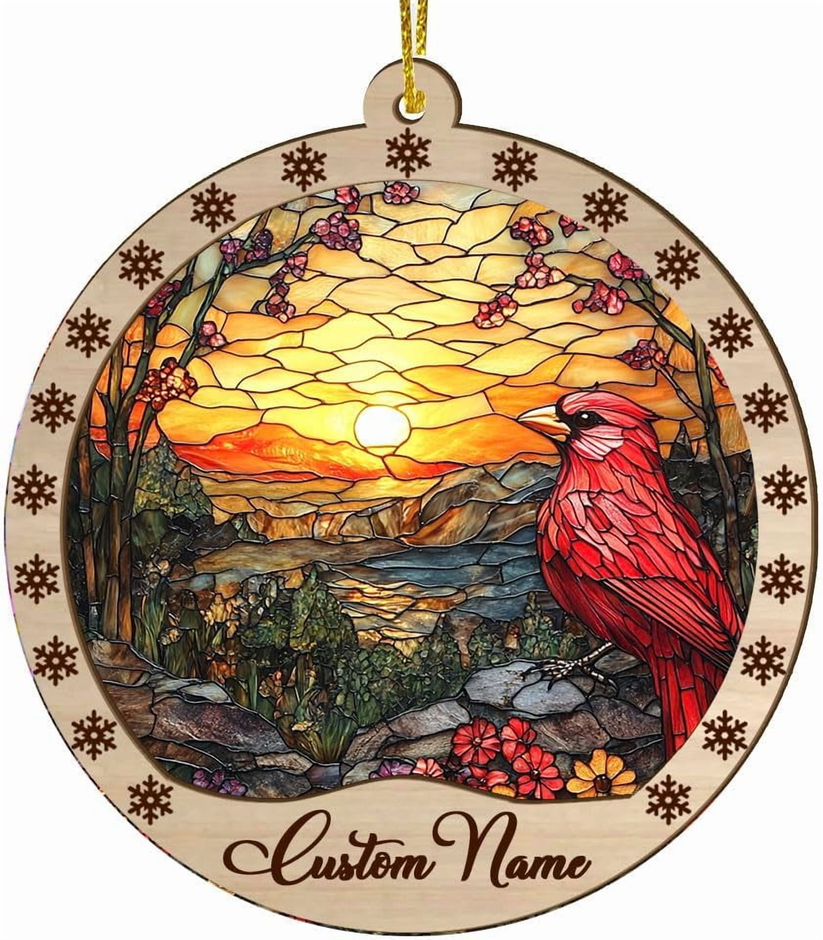 Customized Christmas Suncatcher Cardinal Bird, Cardinal Bird Ornament ...