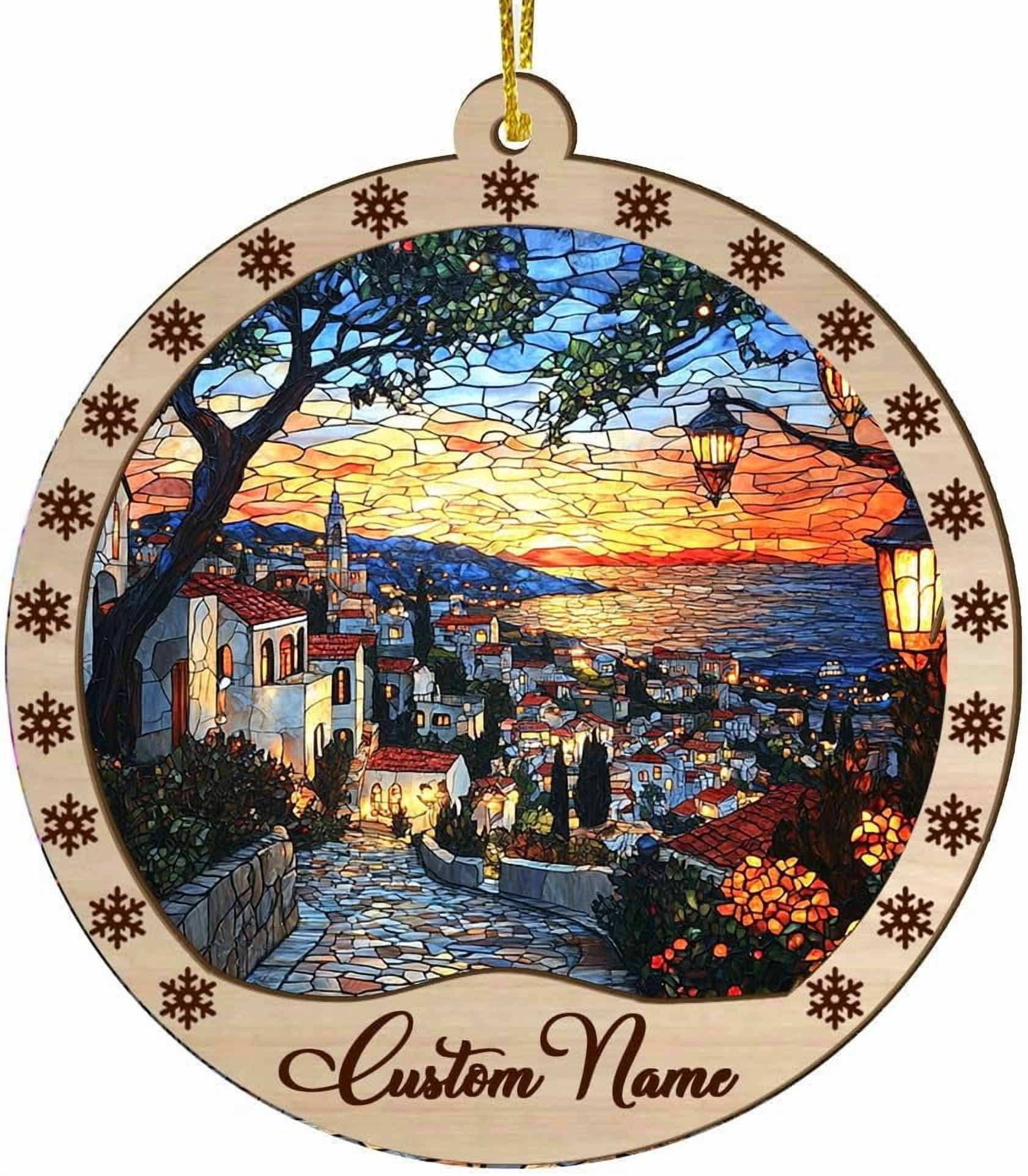 Customized Christmas Suncatcher Cobblestone Street, Cobblestone Street ...