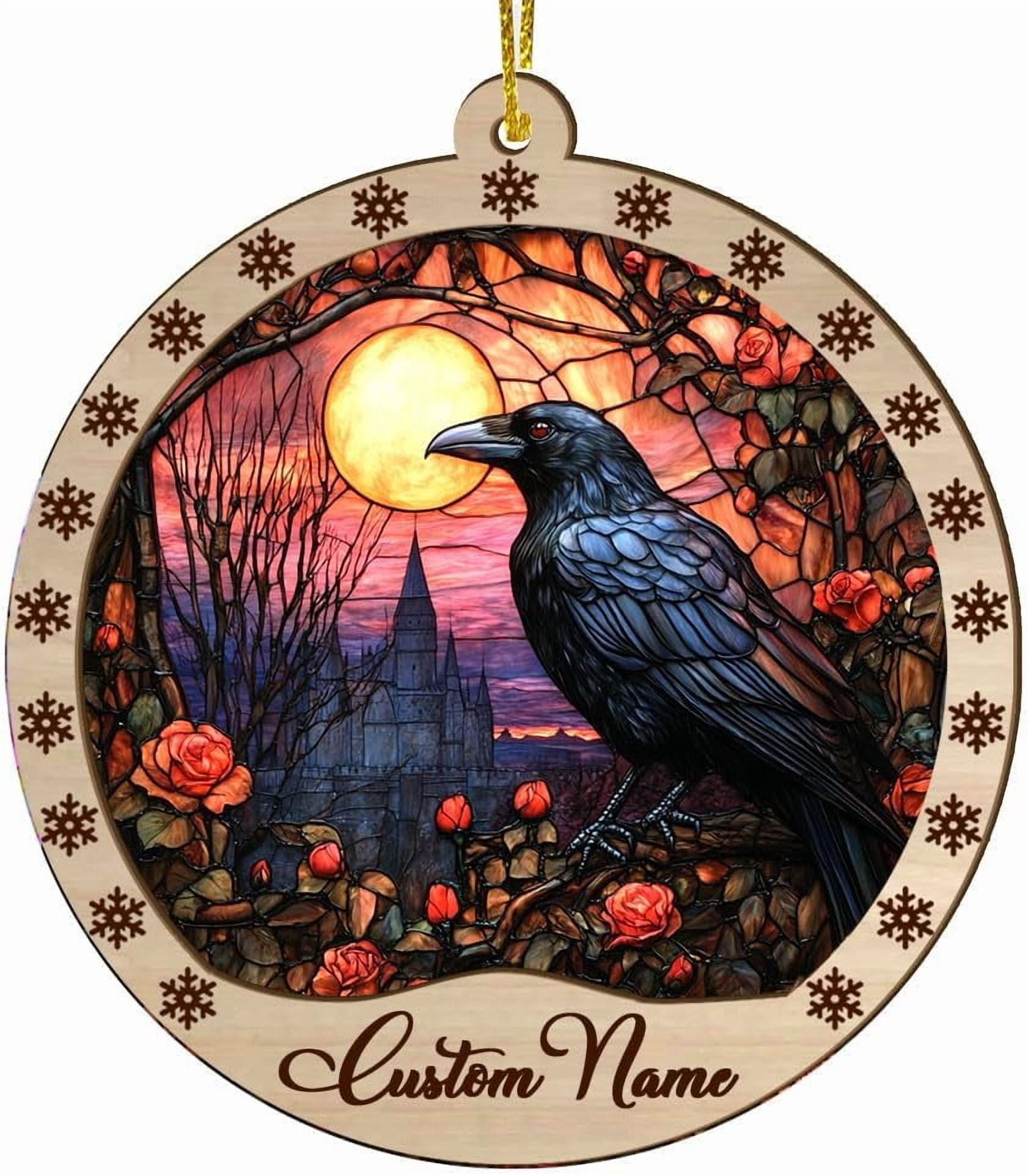 Customized Christmas Suncatcher Crow, Crow Ornament, Crow Present Ideas ...