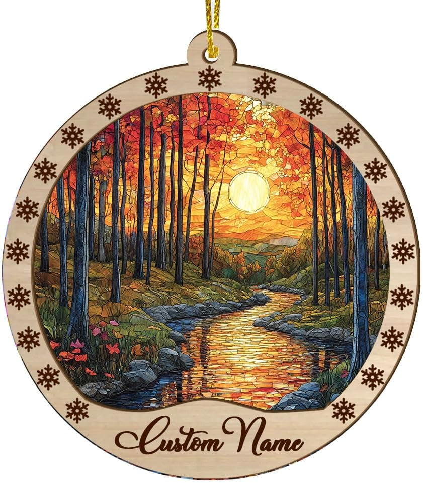 Customized Christmas Suncatcher Landscape River, Landscape River ...