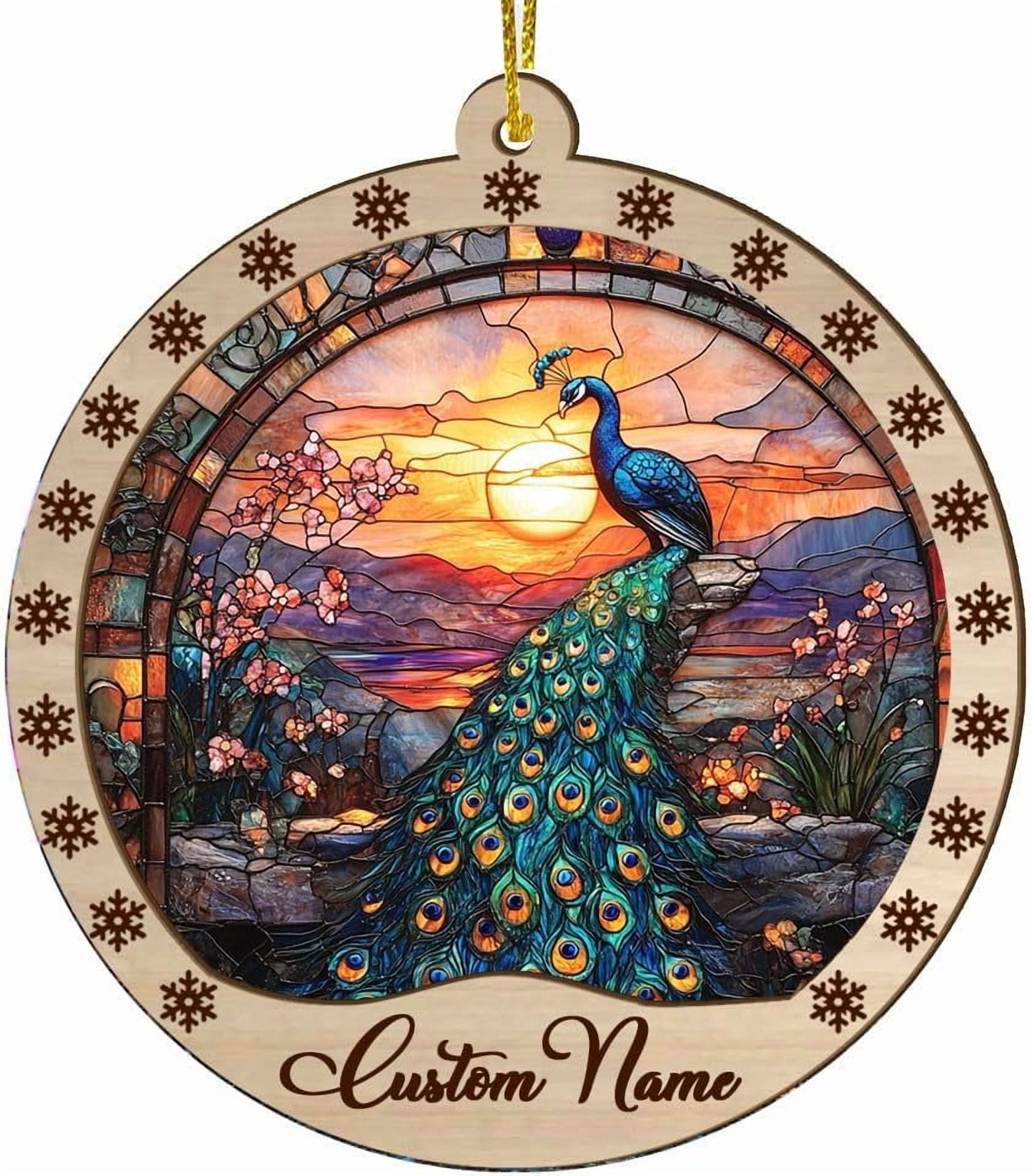 Customized Christmas Suncatcher Peacock, Peacock Ornament, Peacock Decor, Peacock for Trees ...