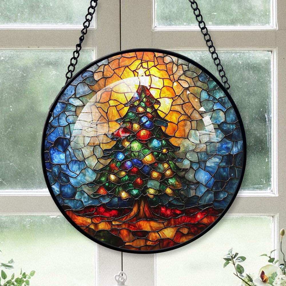 Customized Christmas Tree Stained Glass, Christmas Tree Suncatchers ...