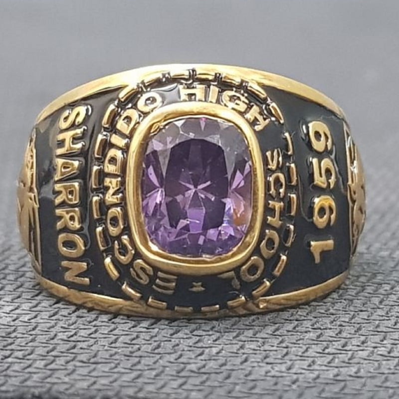 Customized Class Rings for Men CZ Cushion Gemstone High School or ...